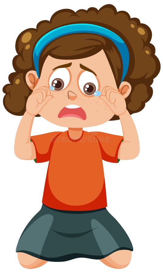 A Girl Sitting with Crying Expression Stock Vector - Illustration of ...