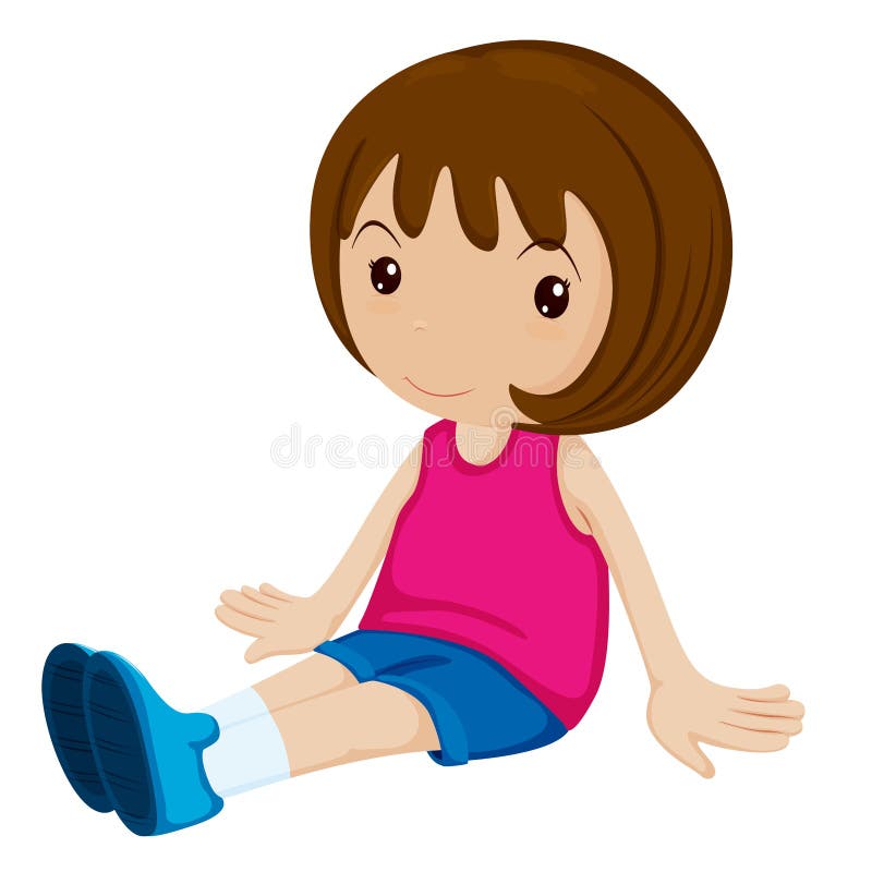Girl sitting on the floor stock illustration. Illustration of white ...