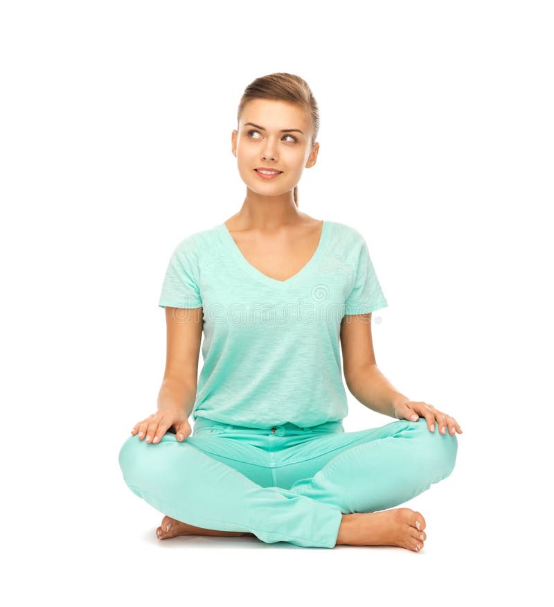 Girl Sitting in Lotus Position and Meditating Stock Image - Image of ... Girl Sitting in Lotus Position and Meditating Stock Image - Image of ...