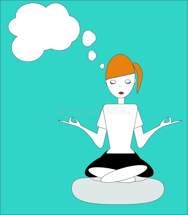 The Girl Sitting in the Lotus Posture, Practicing Yoga Stock Vector ...