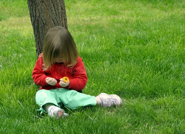 Girl Sitting Under Tree stock image. Image of solitude - 686329