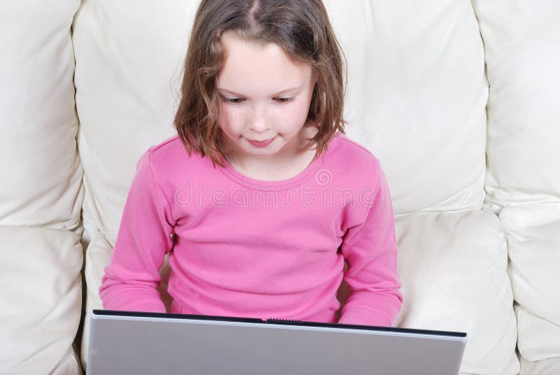 Girl sitting using laptop stock image. Image of beauty - 19058519