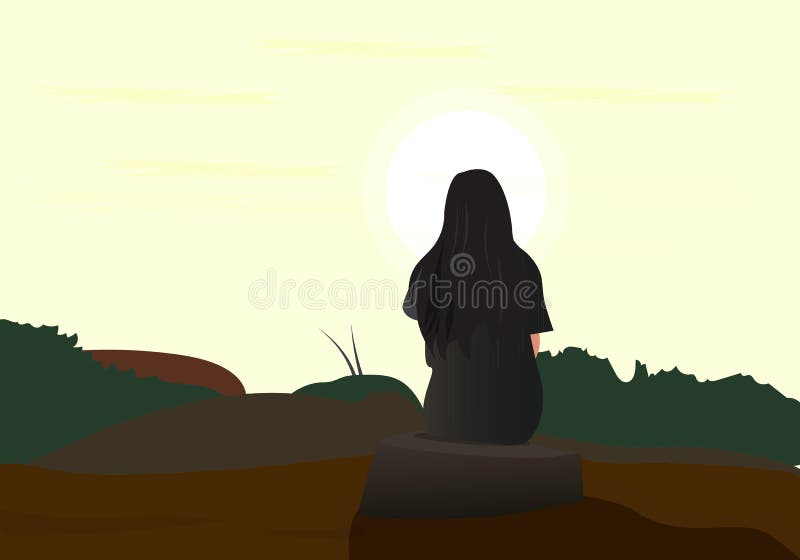 Woman Sitting Looking Away Silhouette Stock Illustrations – 11 Woman ...