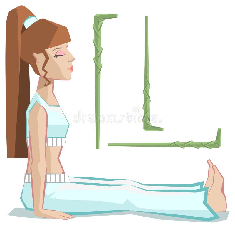 Girl Sitting in Yoga Pose Staff Stock Vector - Illustration of female ...