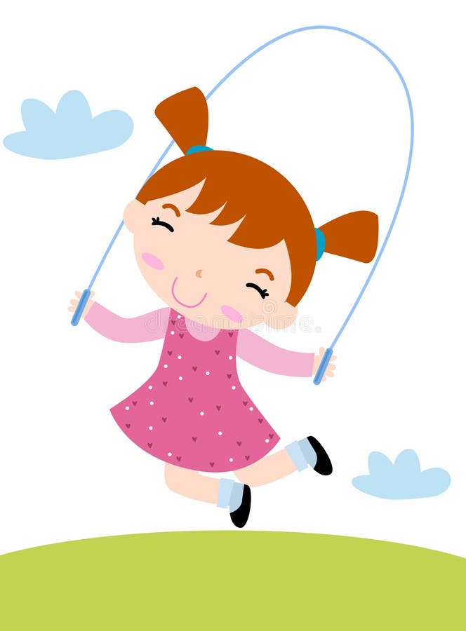Girl skipping stock vector. Illustration of enthusiastic - 13981550