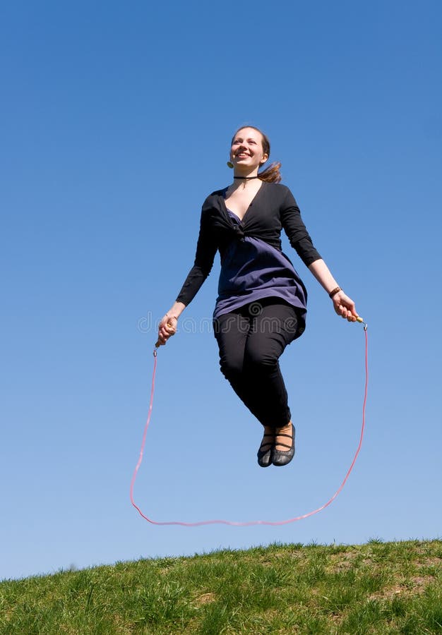 Girl with skipping rope stock image. Image of beautiful - 9070407