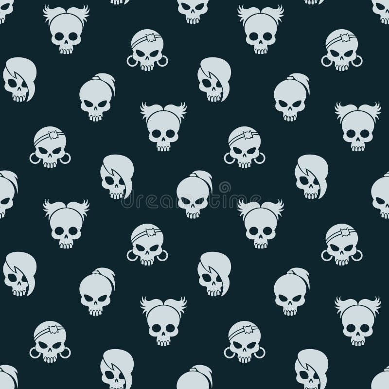Girl Skull Seamless Pattern Stock Vector - Illustration of carnival ...