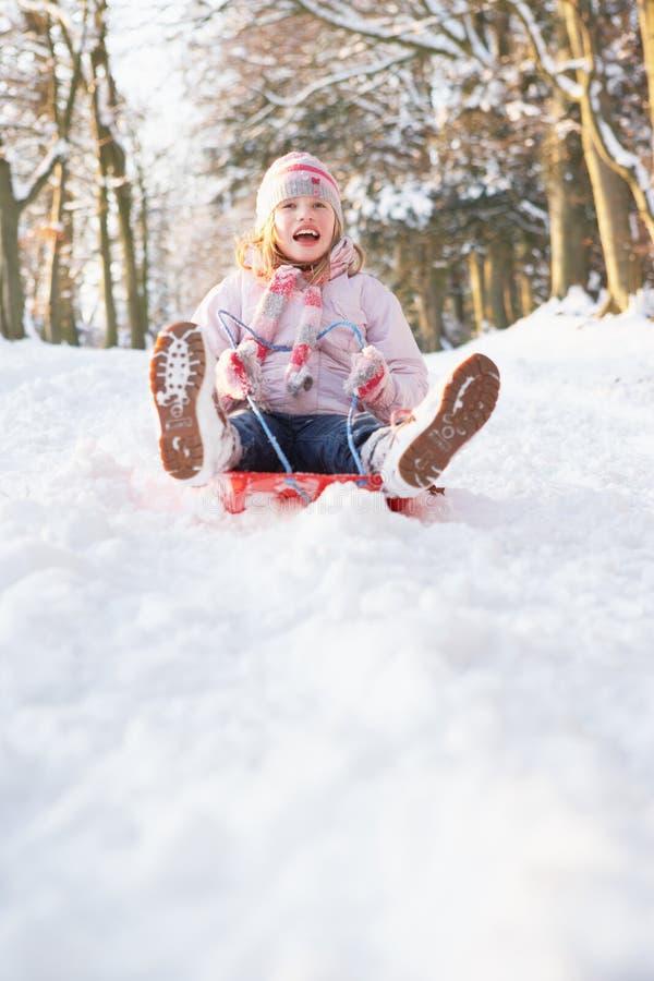 Girl in Woodland Snow Scene Stock Image - Image of nature, beauty: 17689149