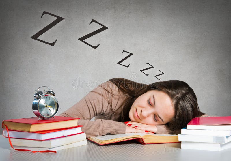 Girl sleeping on books stock photo. Image of child, school - 29937220