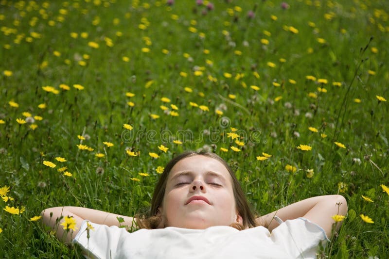 Girl sleeping outside stock image. Image of child, serene - 2940519