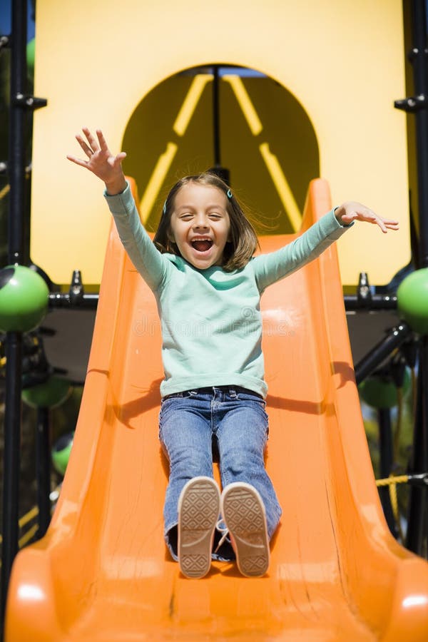 Girl on slide. stock photo. Image of expression, length - 4246736