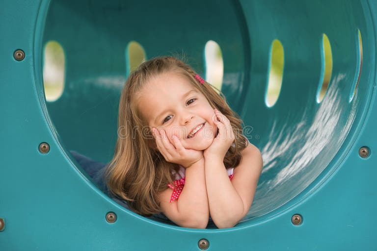 Girl on the Slide stock image. Image of kids, cute, girls - 9585733