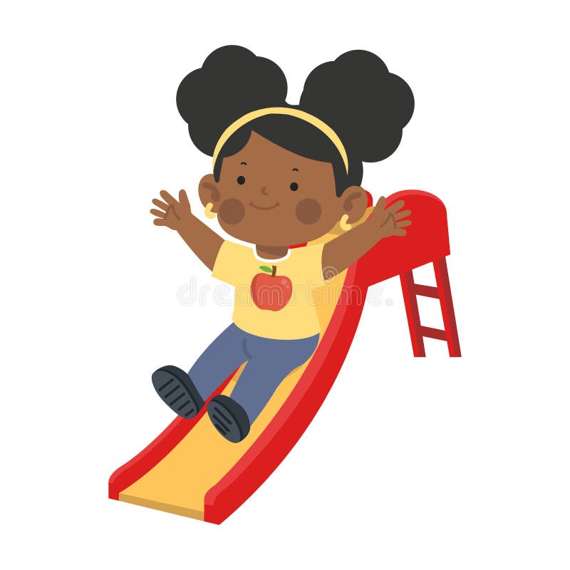 Girl Sliding Down Playground Slide Stock Vector - Illustration of ...