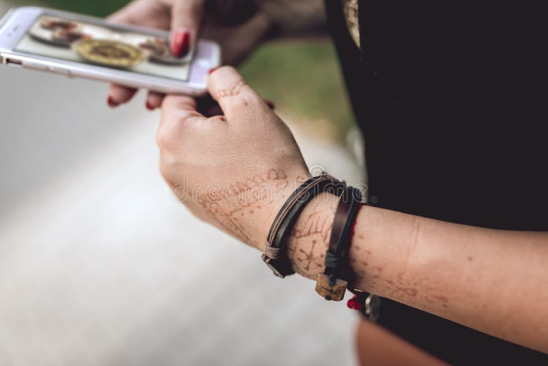 Girl with Smartphone in Hands Stock Image - Image of mobile, check ...