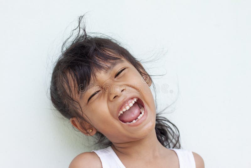 Girl Smile Showing First the Permanent Teeth. Stock Image - Image of ...
