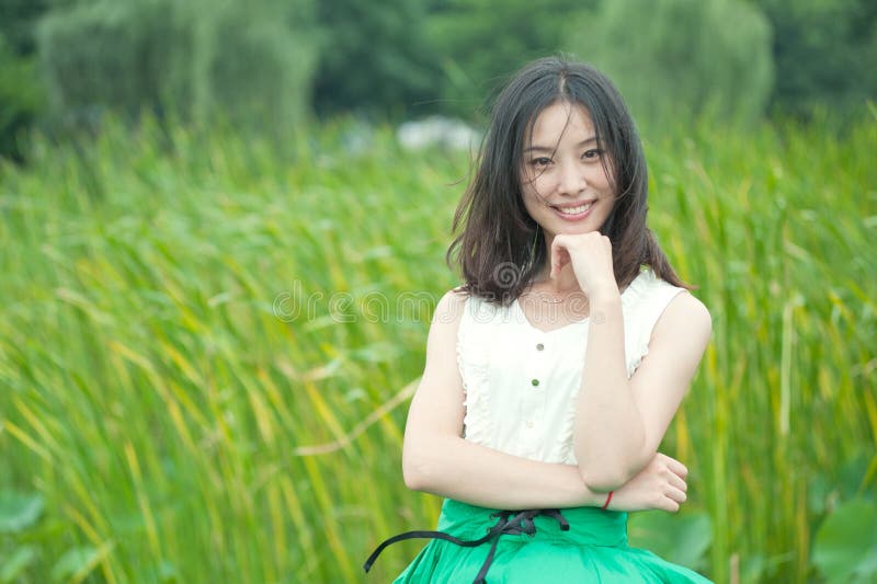 The girl smiled on camera stock photo. Image of female - 25915820