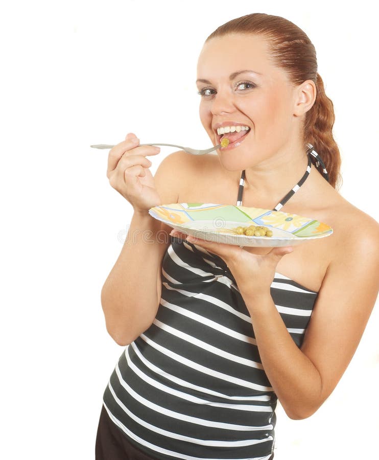 Girl eats fruits stock image. Image of isolated, medicine - 7152825