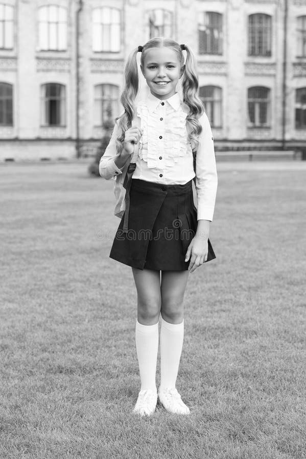 Girl Smiling Face Going To School September, Basic Education Concept ...