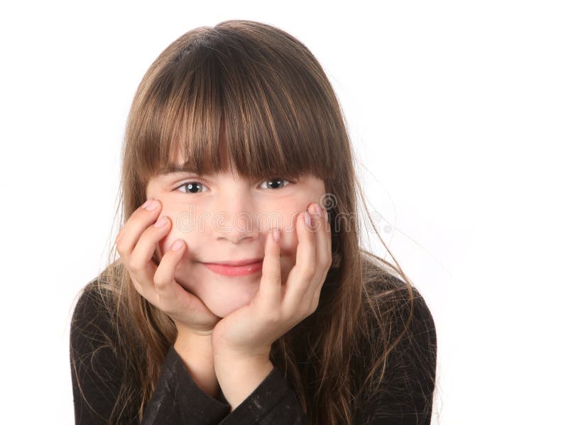 Girl Smiling Gently Looking at the Viewer Stock Photo - Image of ...