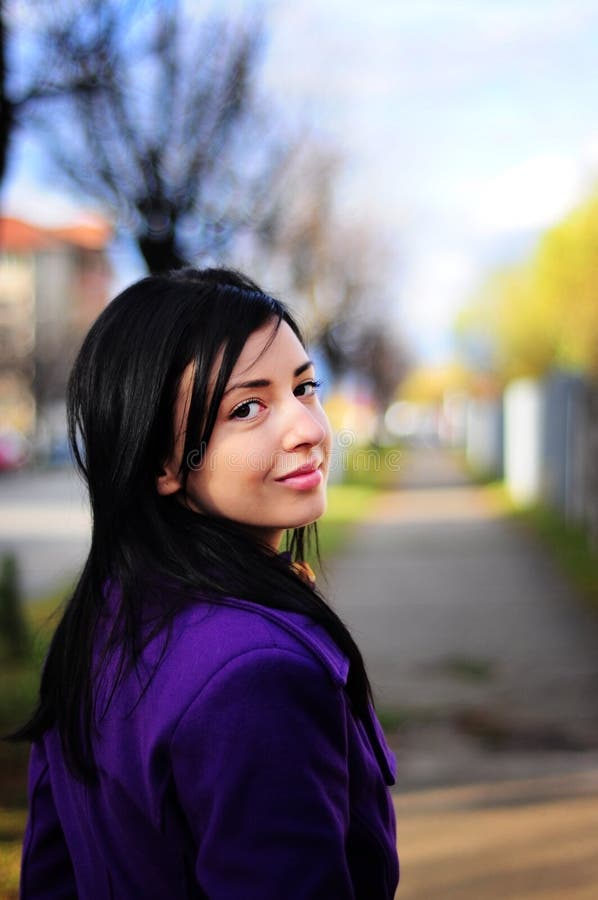 Girl smiling looking back stock photo. Image of look - 17123524