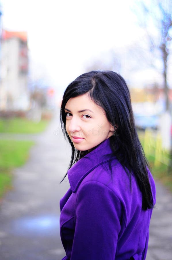 Girl smiling looking back stock photo. Image of autumn - 17129154