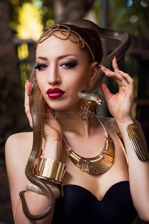Beautiful Girl with a Snake Stock Photo - Image of portrait, perfectly ...