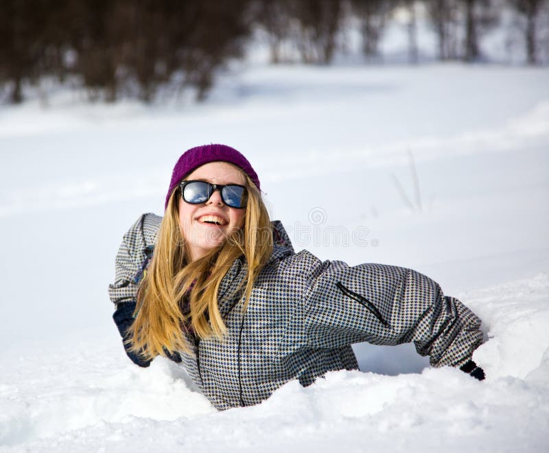 Girl in the snow stock image. Image of cute, smiling - 17199991