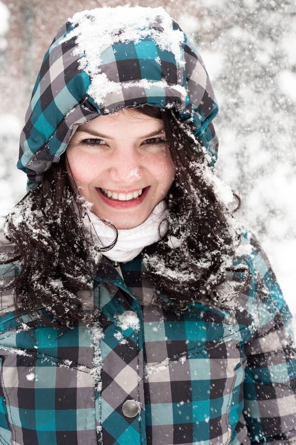 Girl with Umbrella in the Snow Stock Image - Image of close, lady: 27270719
