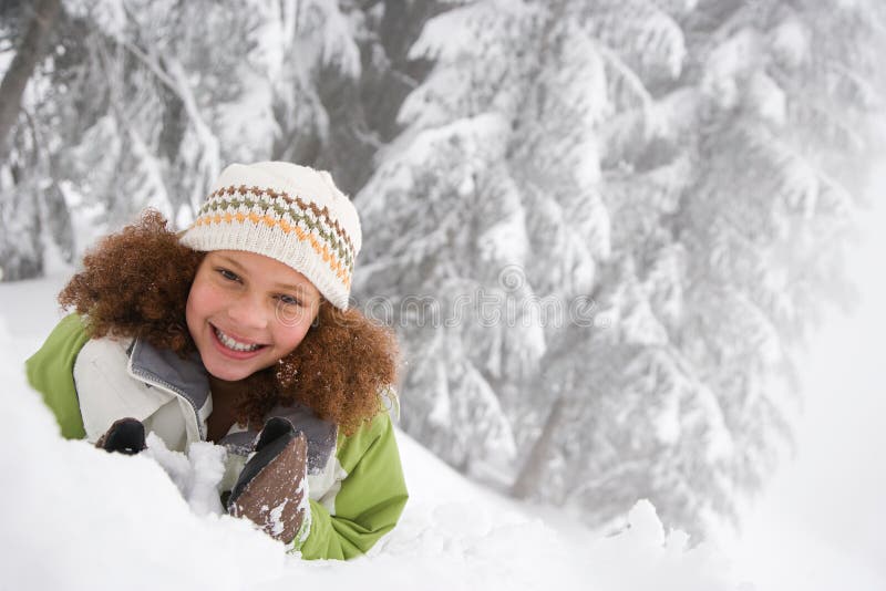 Girl in the snow stock photo. Image of child, excitement - 62534610