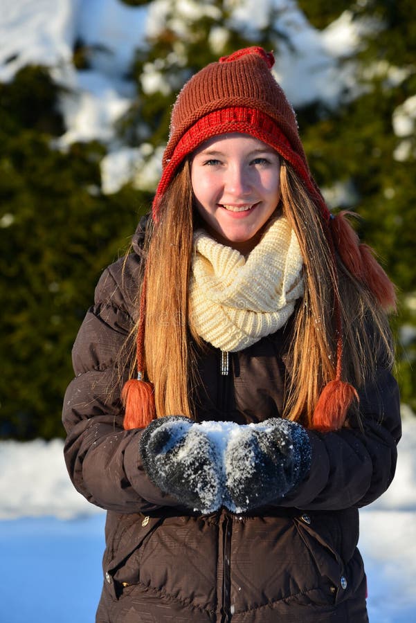 Girl in snow winter stock photo. Image of clothing, young - 49994002