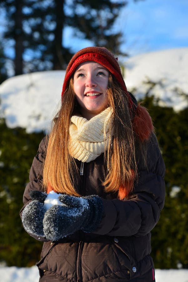 Girl in snow winter stock image. Image of weather, holiday - 49994207
