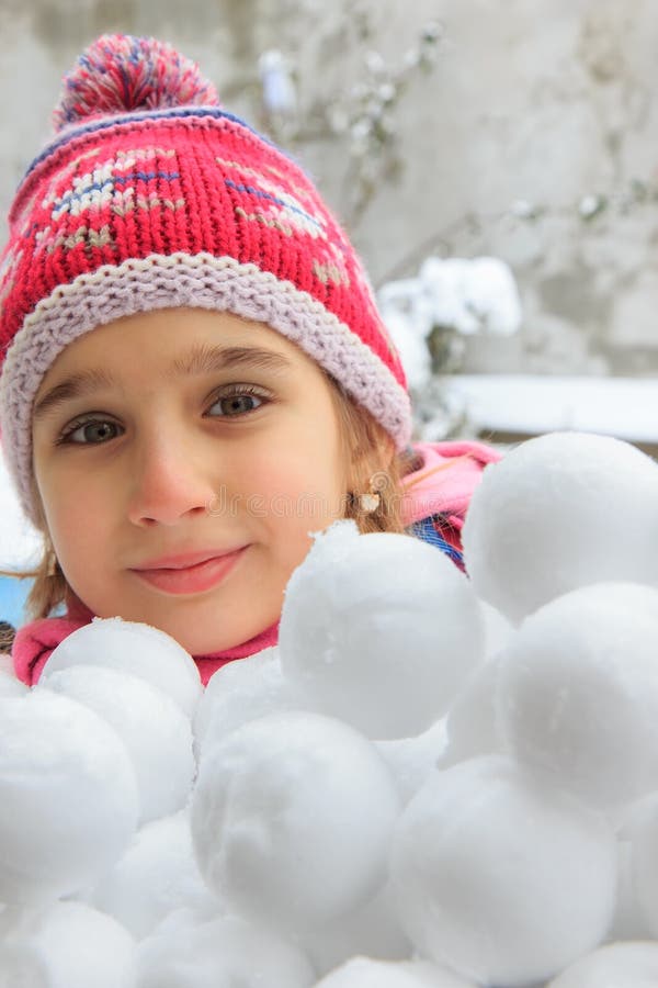 Girl with snowballs stock photo. Image of nose, caucasian - 28739352