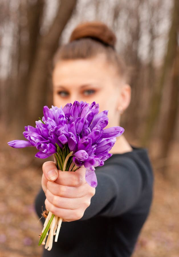 Girl with snowdrops stock photo. Image of relax, female - 24207556