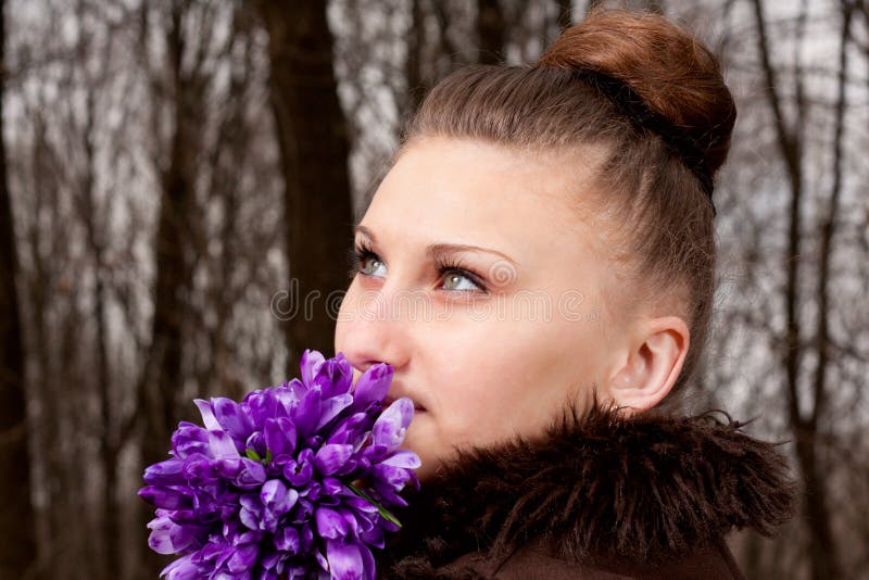 Girl with snowdrops stock photo. Image of relax, portrait - 24310002