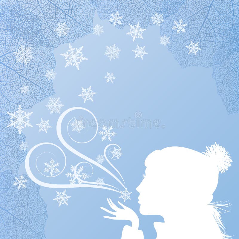 Girl and a snowflakes stock vector. Illustration of season - 27781347