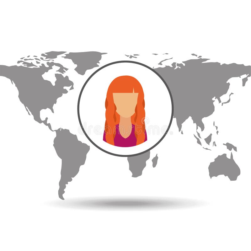 Girl Social Media World Map Stock Vector - Illustration of concept ...