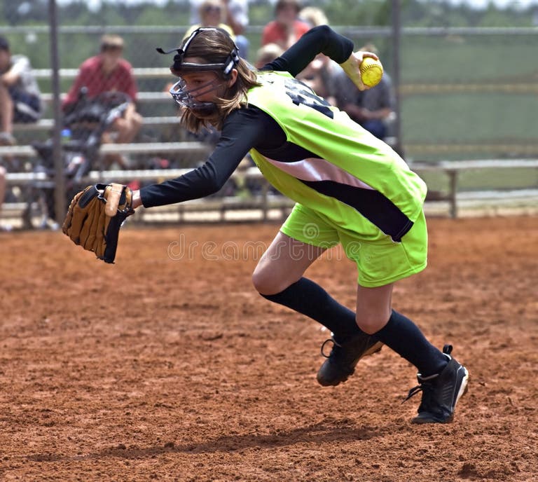 Girl Softball Player stock photo. Image of girl, catch - 19273640