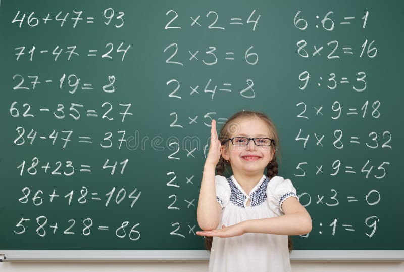 Girl Solve Math on School Board Stock Photo - Image of exercise, number ...