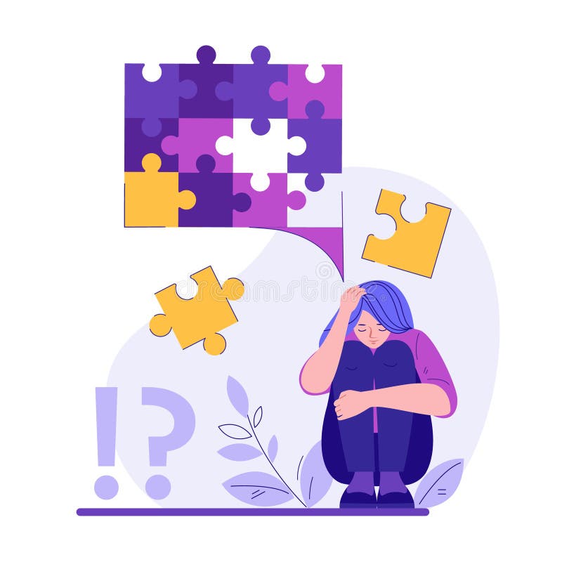 The Girl Solves a Problem, Looking for a Solution by Collecting Puzzles ...