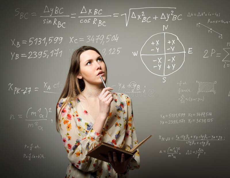 Girl solving equation stock image. Image of exercise - 78083179