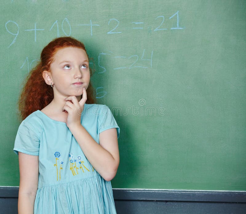 Girl Solving Math Problem in School Stock Photo - Image of task, class ...