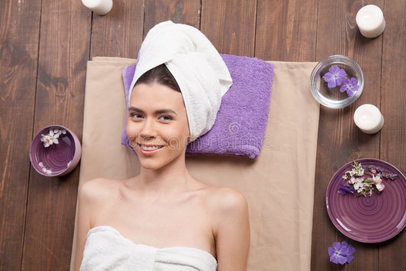 Girl Spa Massage Sauna Relaxation Bath Stock Photo - Image of candle ...