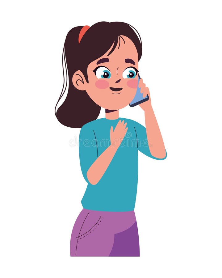 Girl speaking using phone stock vector. Illustration of call - 290199497