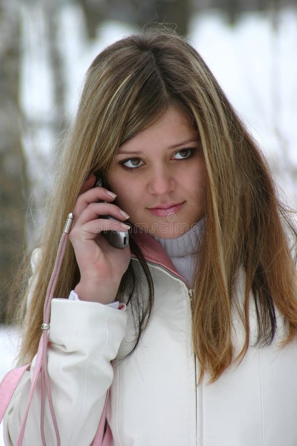 The Girl Speaks on the Phone Stock Photo - Image of female, answer: 628080