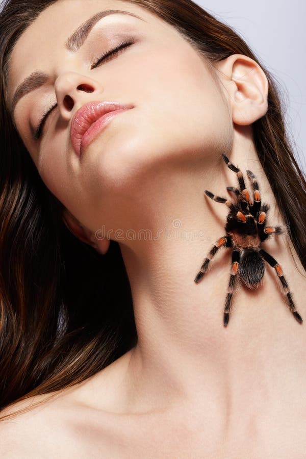 Girl with spider stock image. Image of fashion, people - 17060259