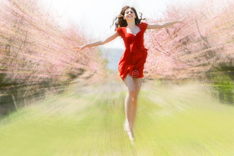 Girl in spring garden stock image. Image of happiness - 9101443