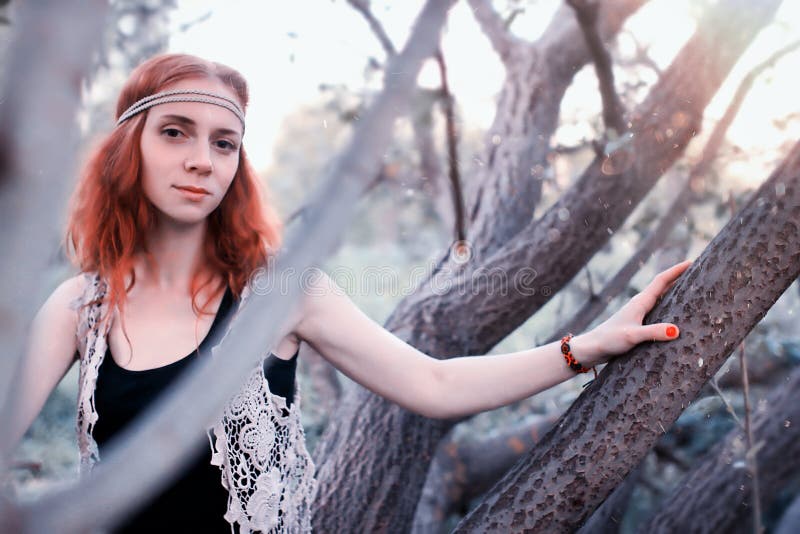 Girl on a Spring Sunny Afternoon for a Walk in the Park Stock Image ...