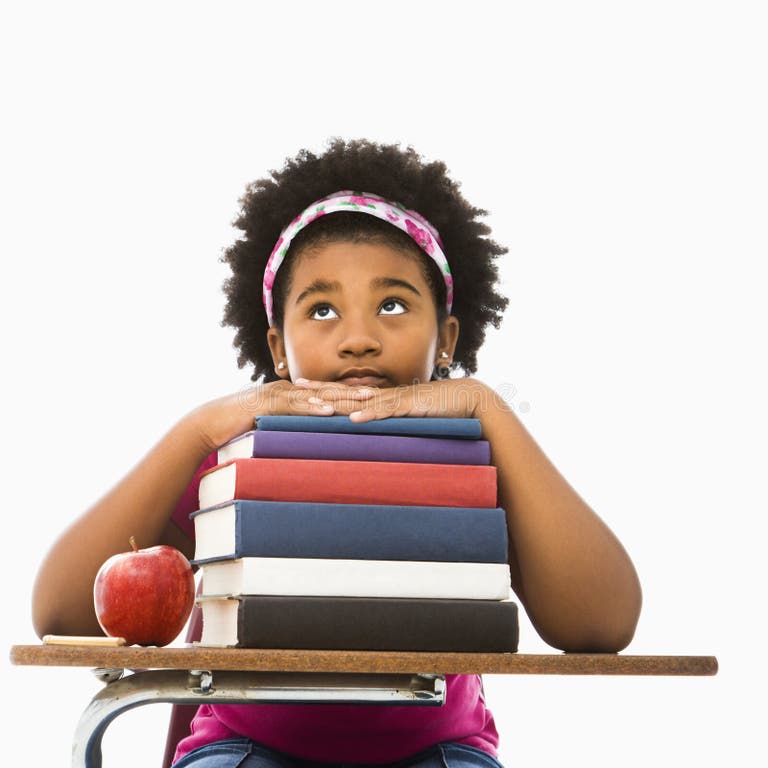 Girl with stack of books. stock image. Image of homework - 3422993