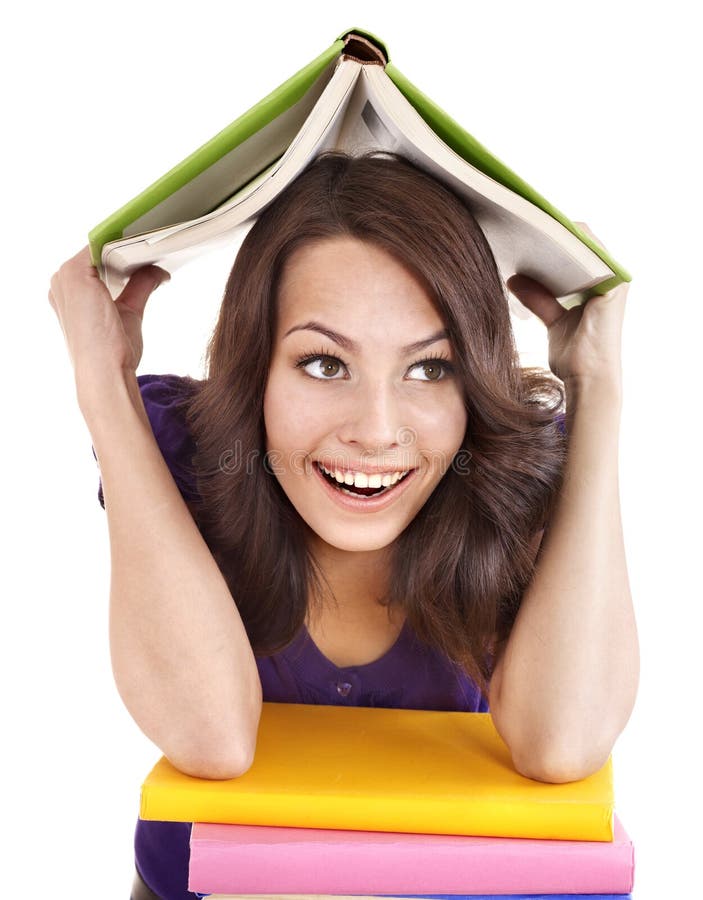 Girl with Stack Color Book . Stock Image - Image of cute, pile: 20083283