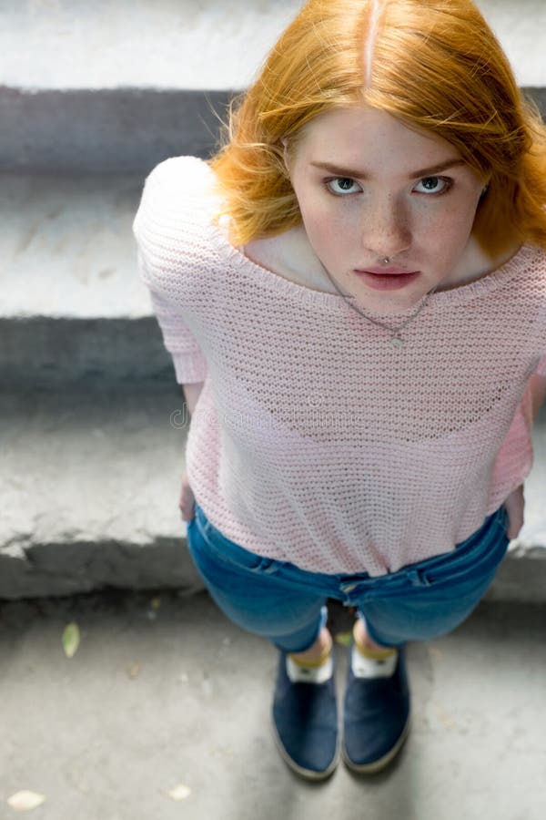 Girl Standing and Looking at the Camera Stock Photo - Image of portrait ...